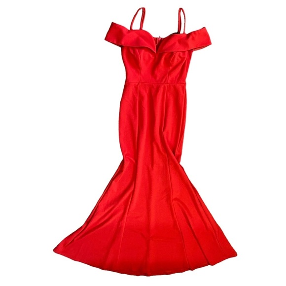 B Darlin | Dresses | Bombshell Red Mermaid Off The Shoulder Prom Dress ...